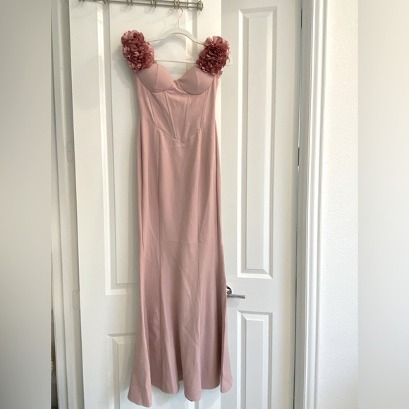 Boohoo | Dresses | Boo Hoo Blush Floral Sleeve Bustier Top Mermaid Gown ...